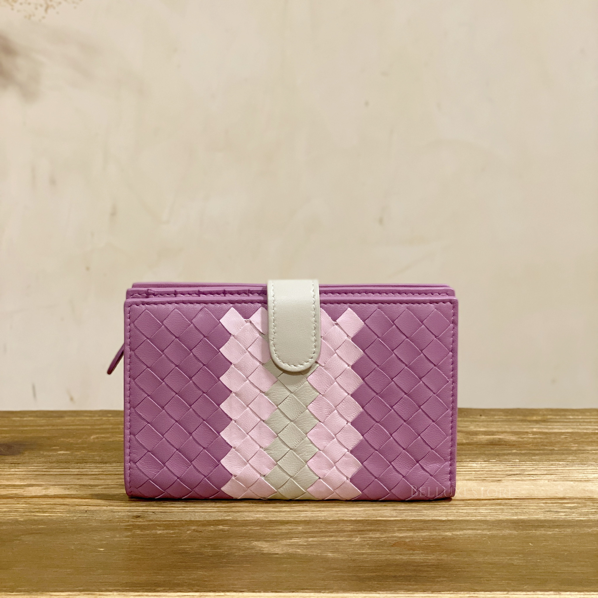 [Pre-owned] BV wallet Purple/ Pink/ Grey