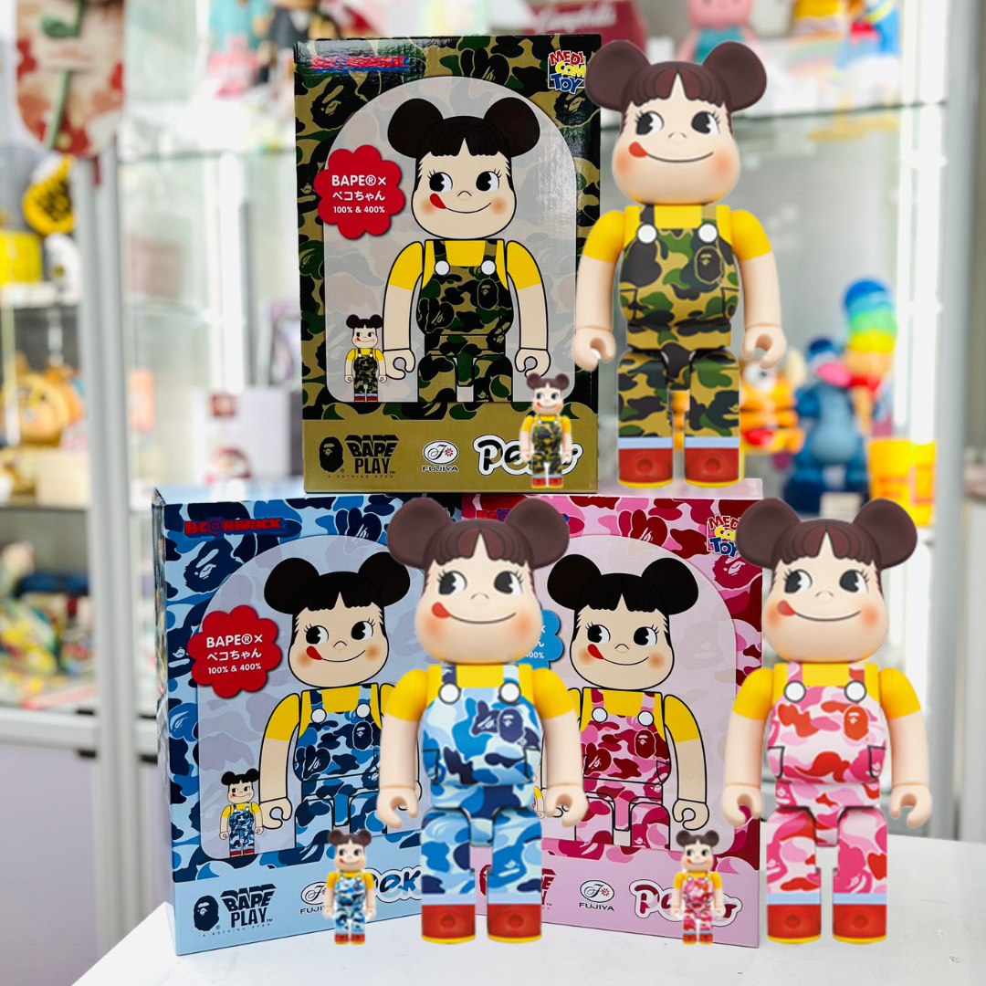 100%+400% BE@RBRICK BAPE(R) Peko chan ( GREEN／PINK／BLUE