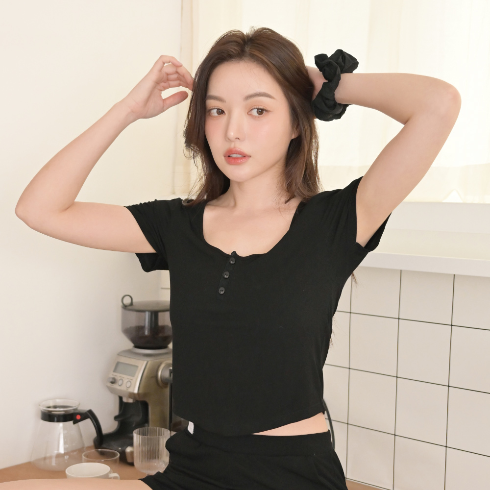 【Hold U Day Night】Night Bra U-neckline Ribbed Top