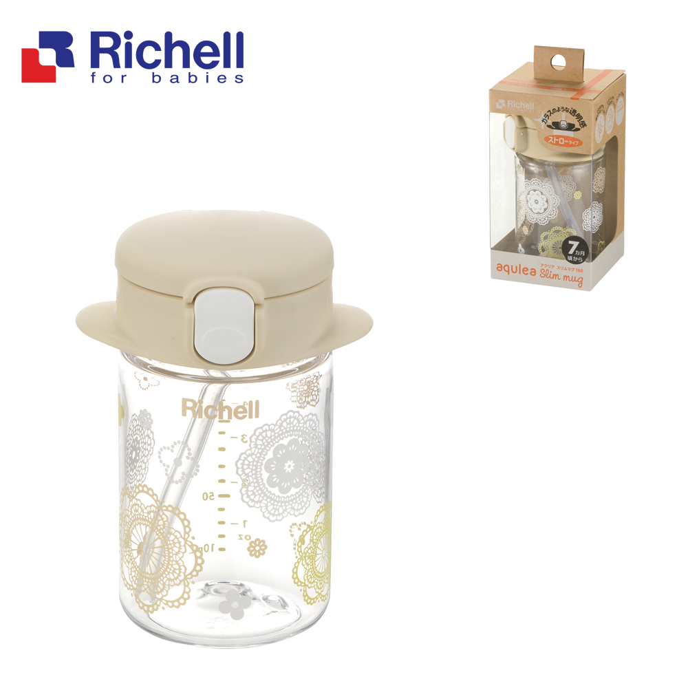 【Richell 利其爾】隨身型吸管水杯 - 朵朵開 160ml