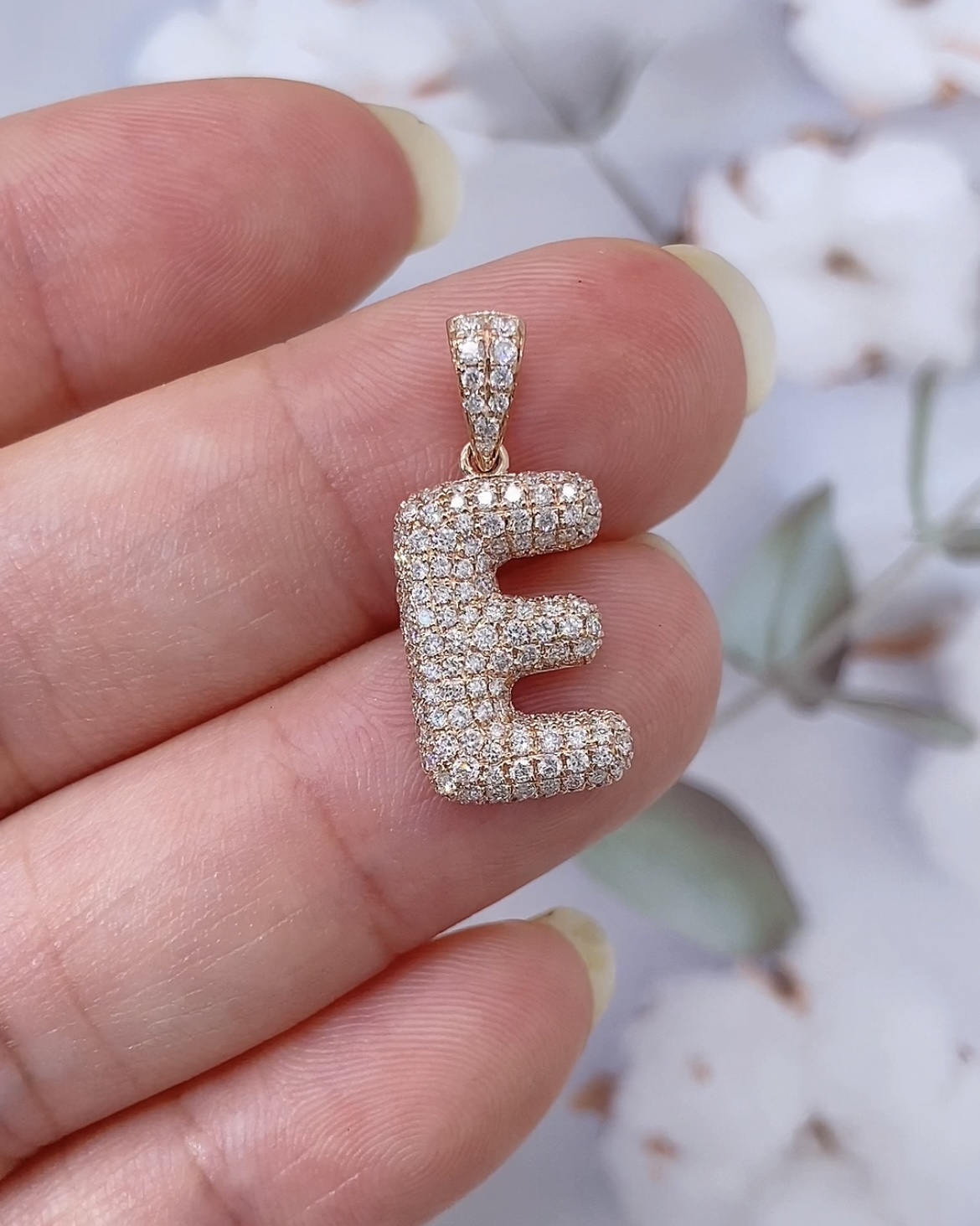 full diamond bubble letter pendant