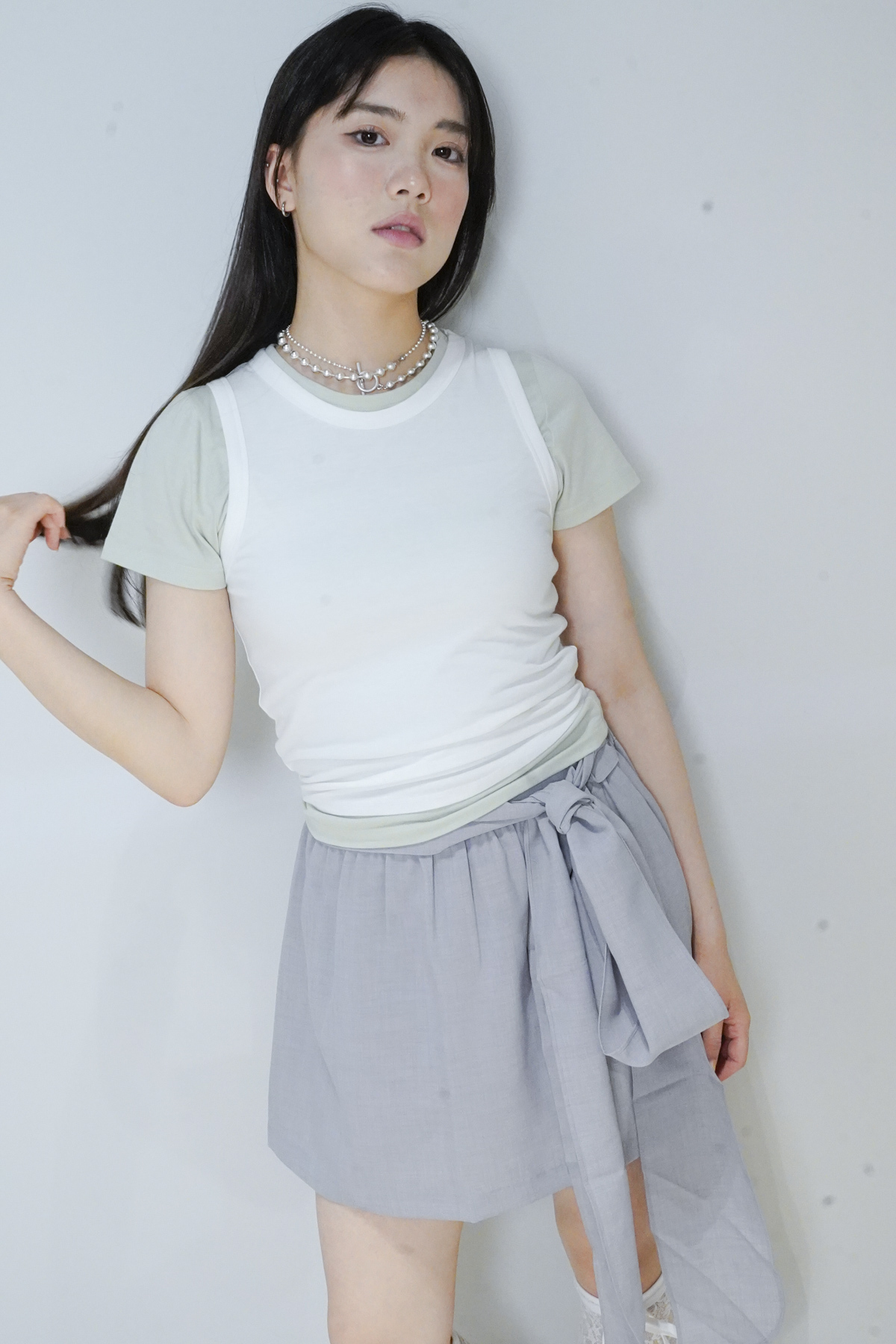 推~ colourful layering rounded vest (WHITE)