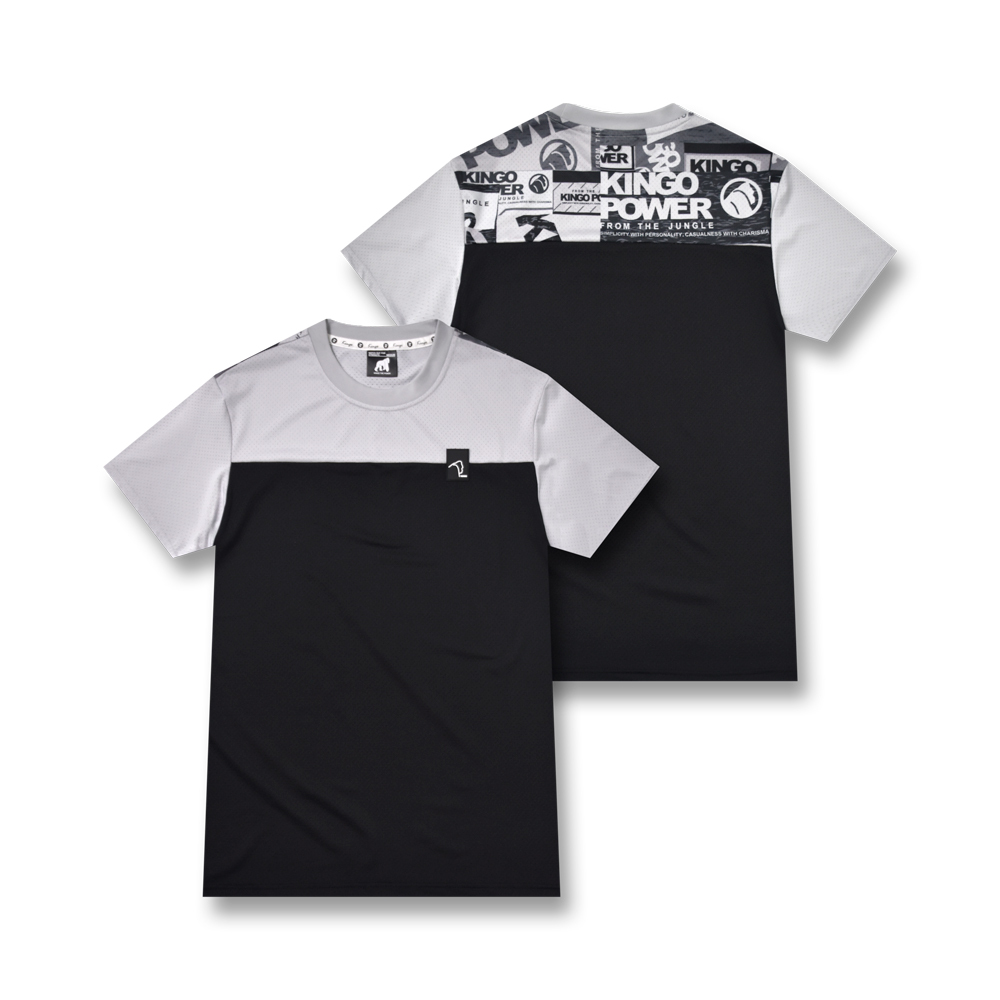 KINGO女款｜極透氣系列｜轉印剪接圓領T 412625