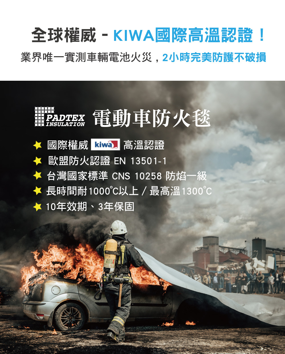 PADTEX電動車防火毯8X6m (車用滅火毯)｜正德防火