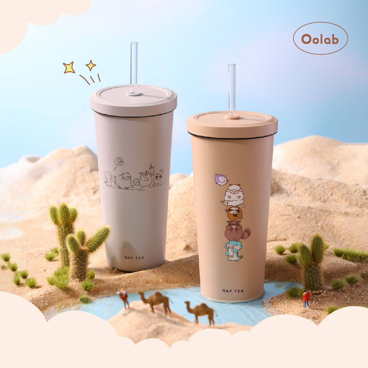 𝗢𝗼𝗹𝗮𝗯 x 再睡5分鐘】聯名款陶瓷易潔層吸管杯710ml