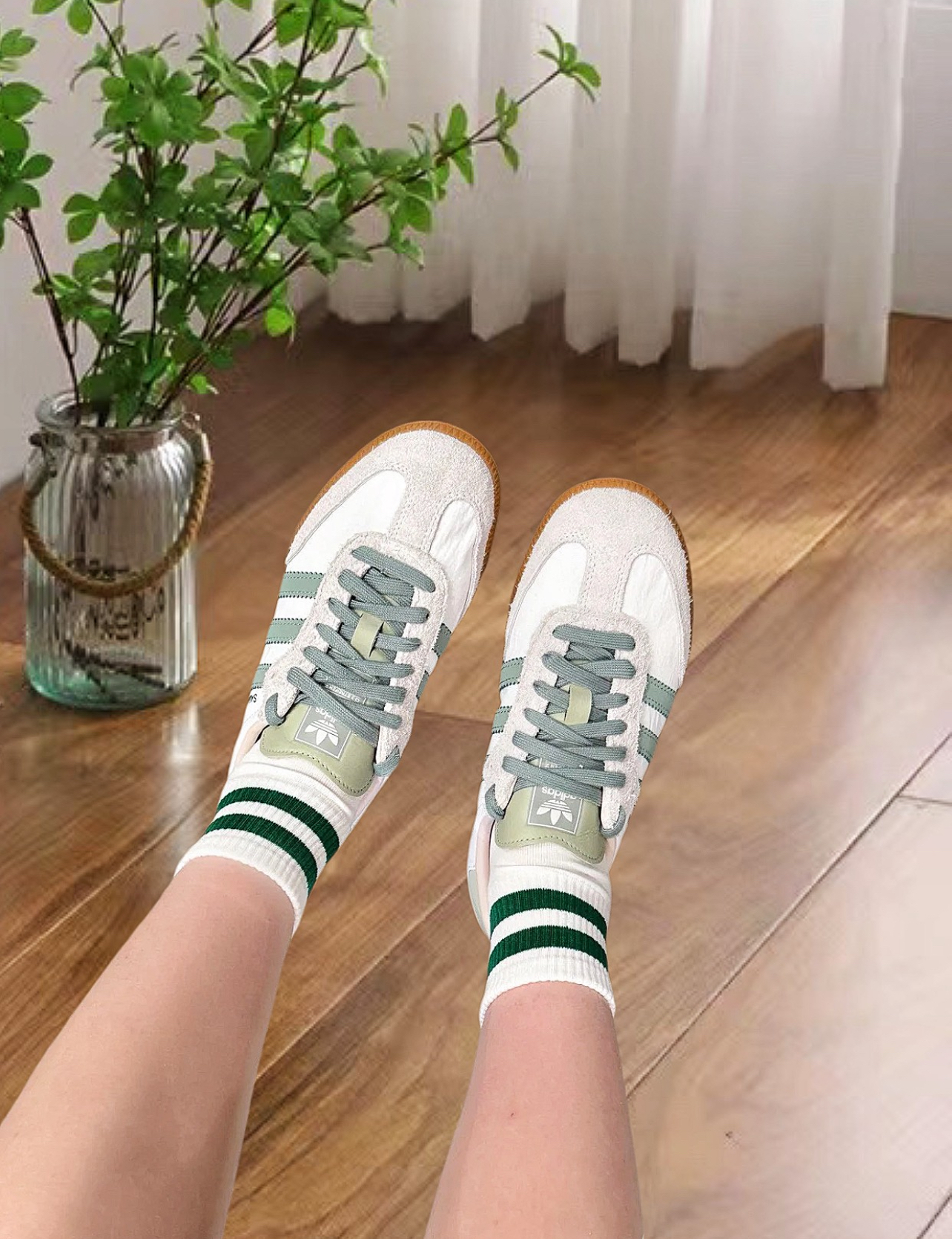 ADIDAS SAMBA OG SILVER GREEN PUTTY MAUVE ID0492