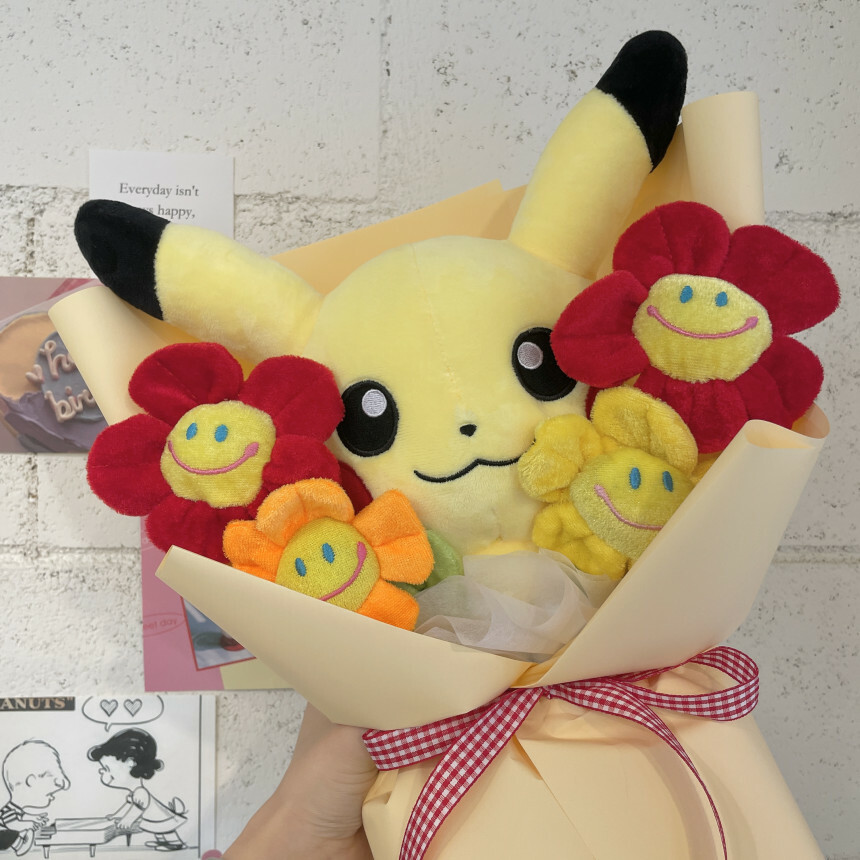 POKEMON Pikachu Flower Doll Bouquet 寵物小精靈 比卡超公仔花束