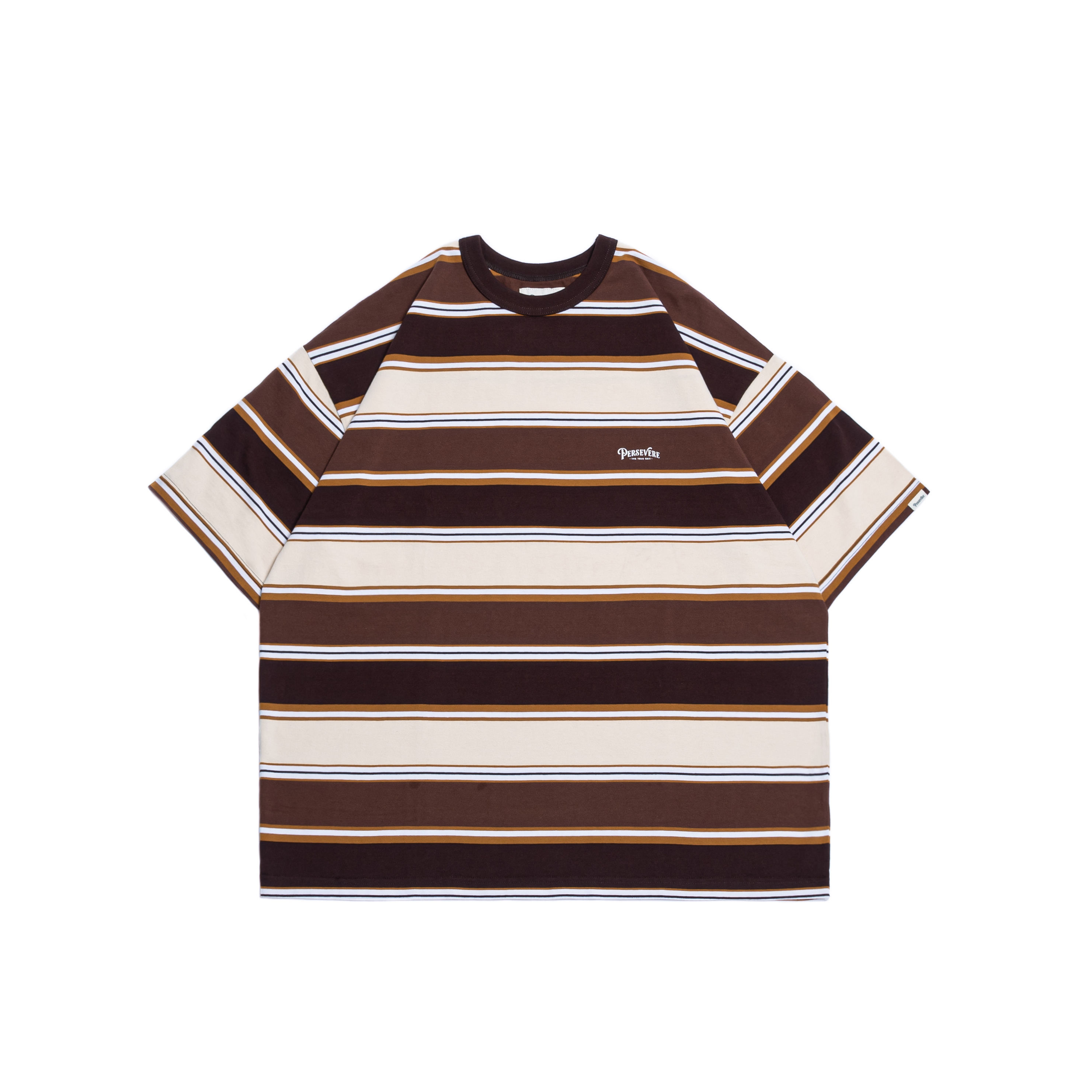 PERSEVERE GRADIENT STRIPE T-SHIRT - ORANGE & BROWEN STR
