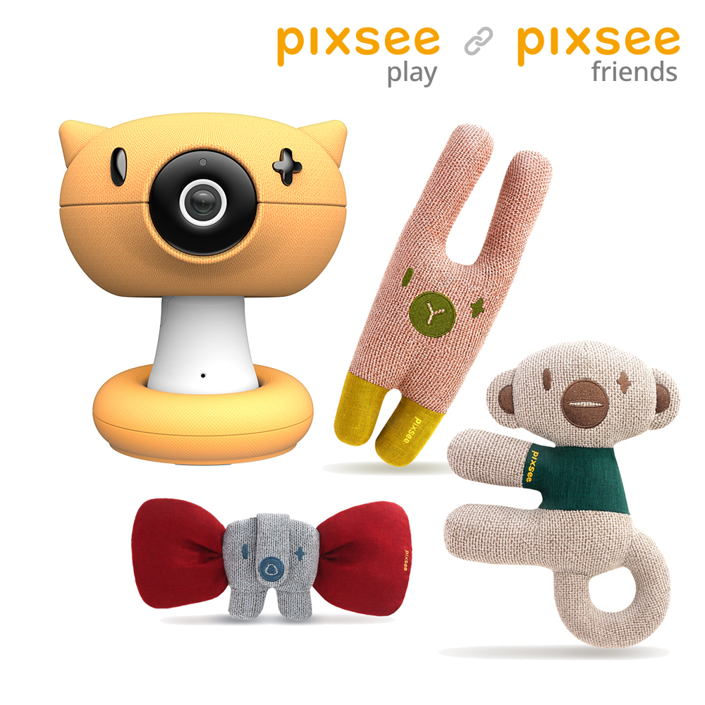 【Pixsee】Play and Friends 500萬畫素AI智慧寶寶攝影機/監視器+互動玩具套組 (音樂