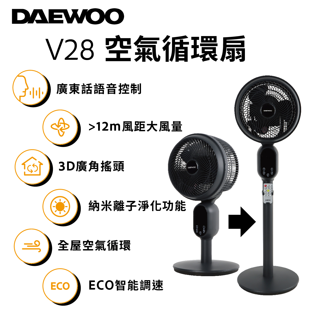 DAEWOO V28 智能循環扇