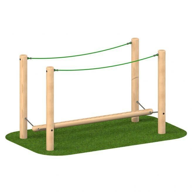 Wooden Balance Beam with Support Ropes