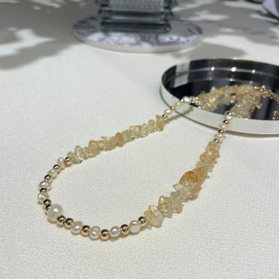 Pearl x Citrine Design Necklace