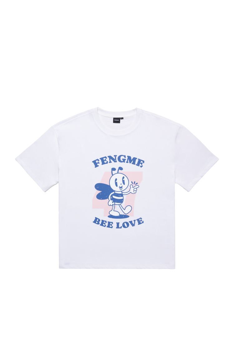 BEE LOVE 美式短袖 - 白