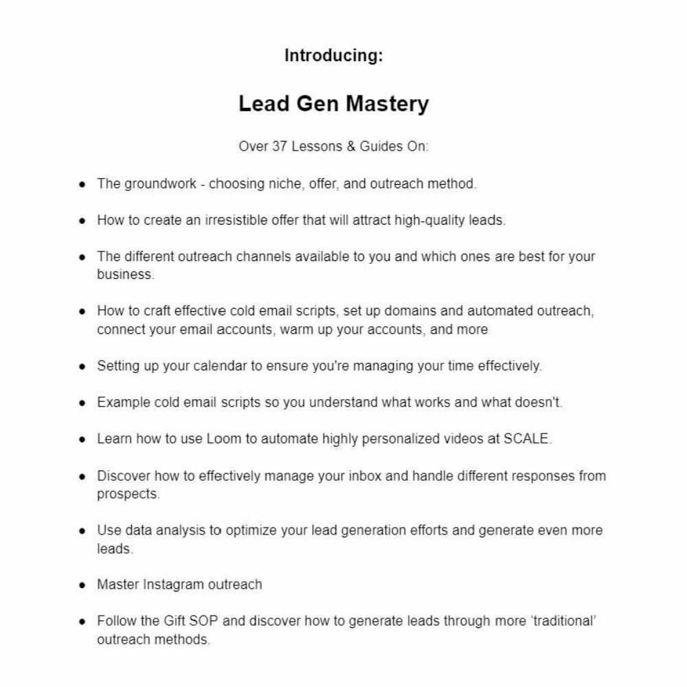 Lead Gen Mastery by Zarak C