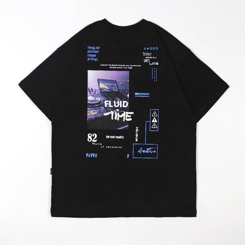 RETOP 賽博龐克 即刻效應寬版圓領T 黑| RETOP原創潮流服飾品牌