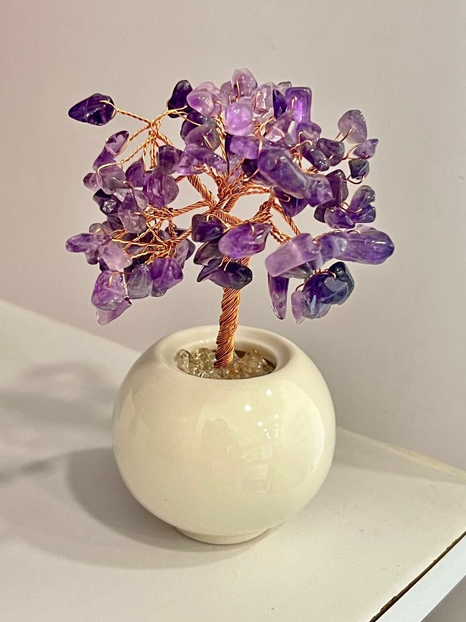 [S] GEMZ & CO HLCT SMALL WHITE CERAMIC POT TREE, AMETHYST (SGZ497)