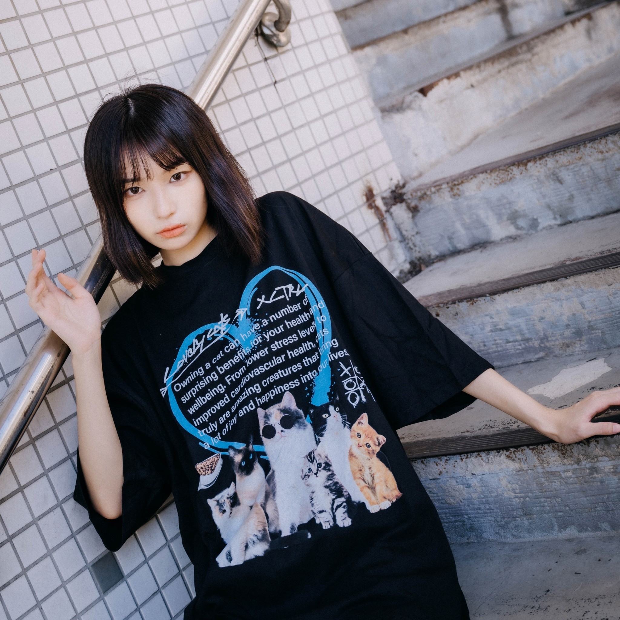 XCTRL 養貓好處多短T-黑