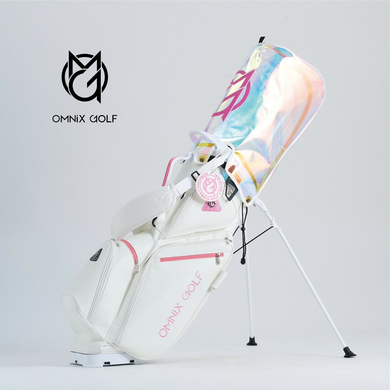 OMNIX GOLF 白碳粉紅腳架袋