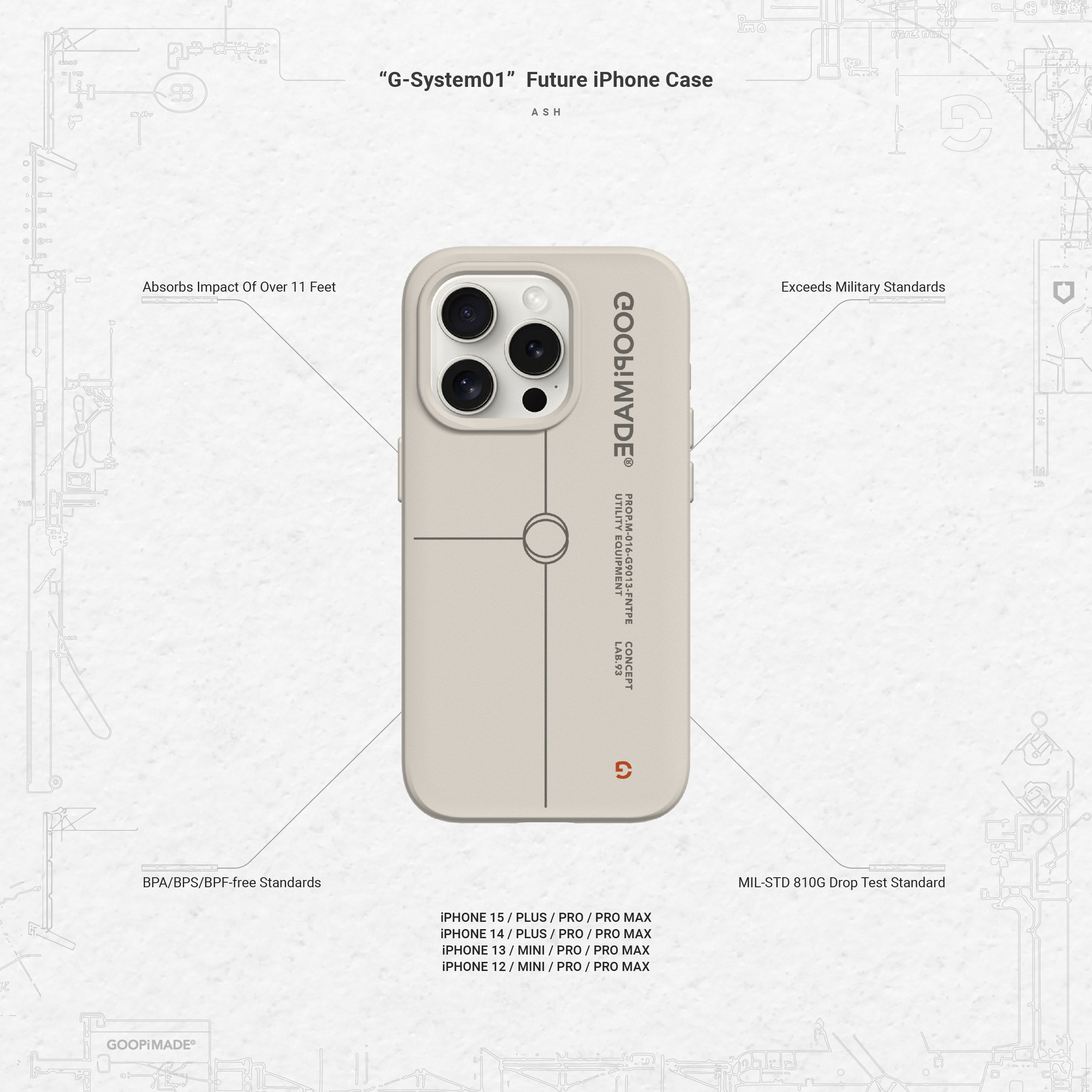 “G-System01” Future iPhone Case - Ash