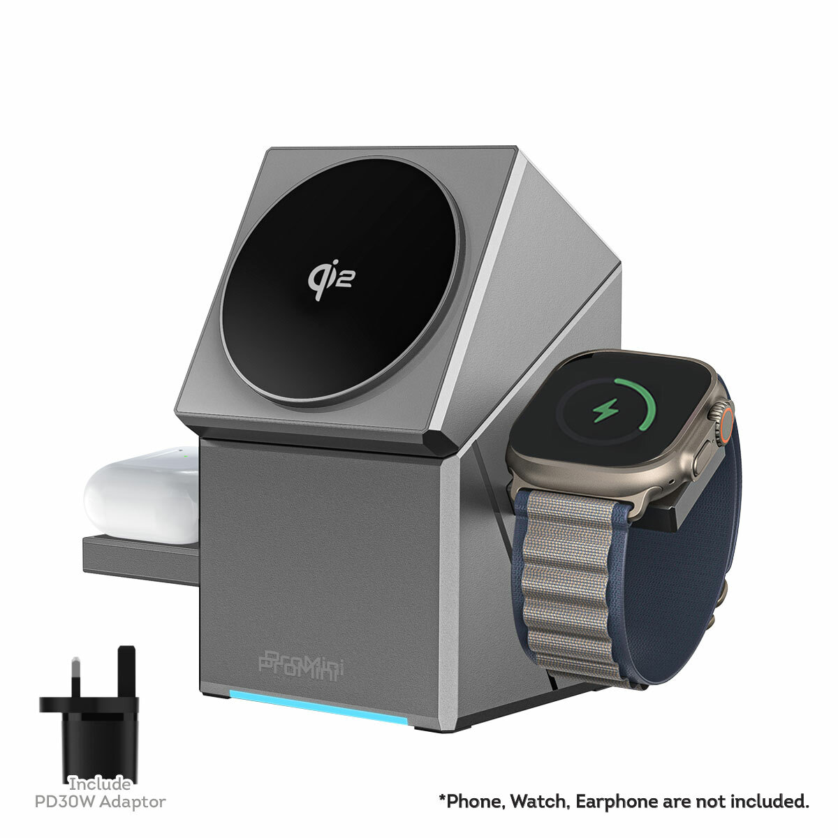 ProMini CYBER T 25W Qi2認證 磁吸3合1無線快速充電座