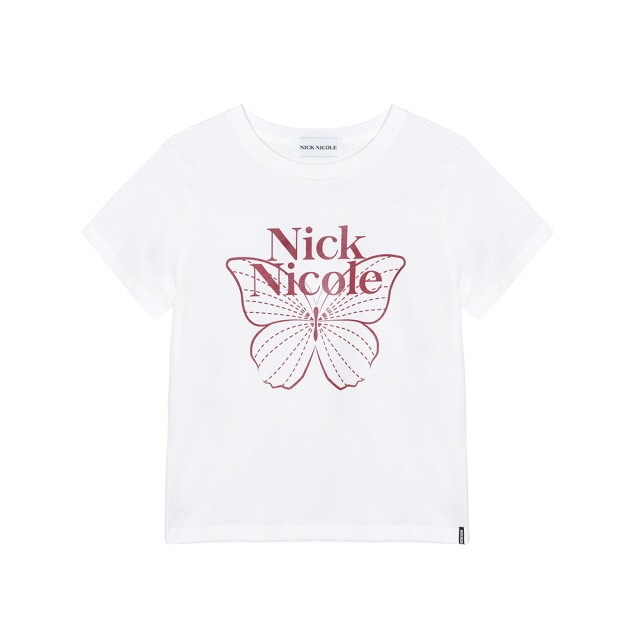 Nick Nicole BUTTERFLY NICOLE LABEL SLIM TOP_WHITE BURGU