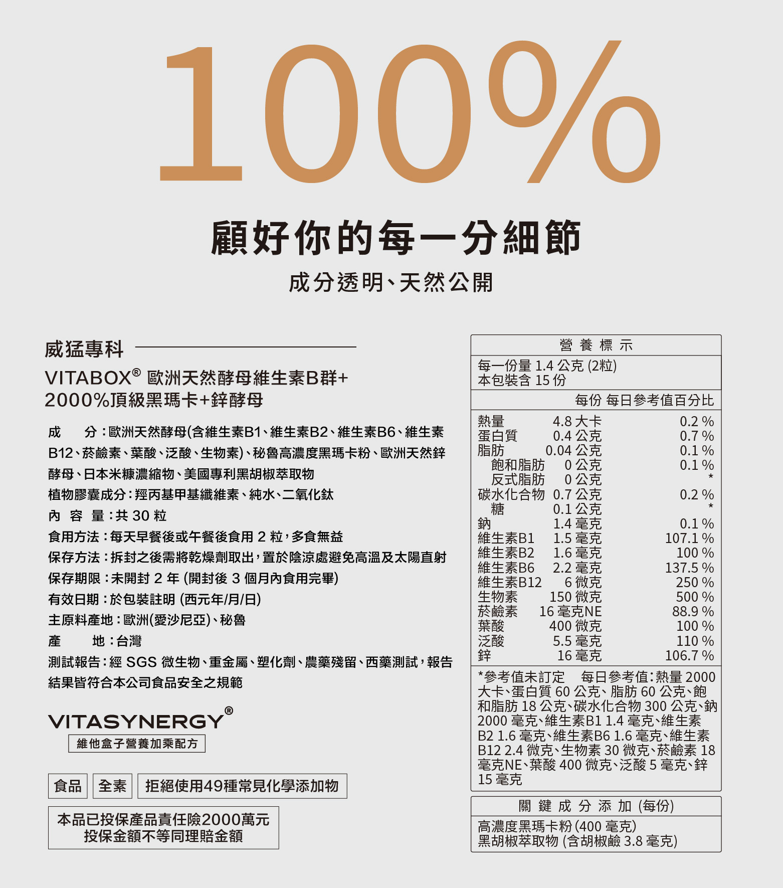 歐洲天然酵母維生素B群+2000%頂級黑瑪卡+鋅酵母 VITABOX®【威猛專科】