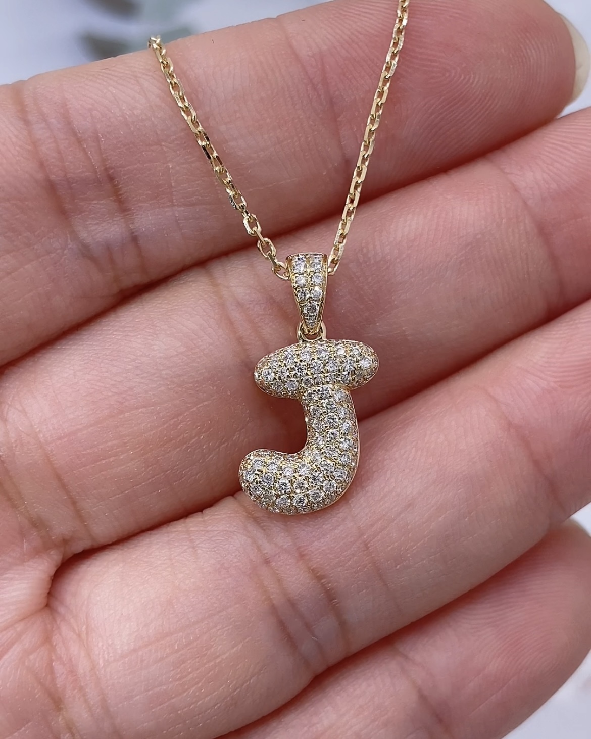 full diamond bubble letter pendant