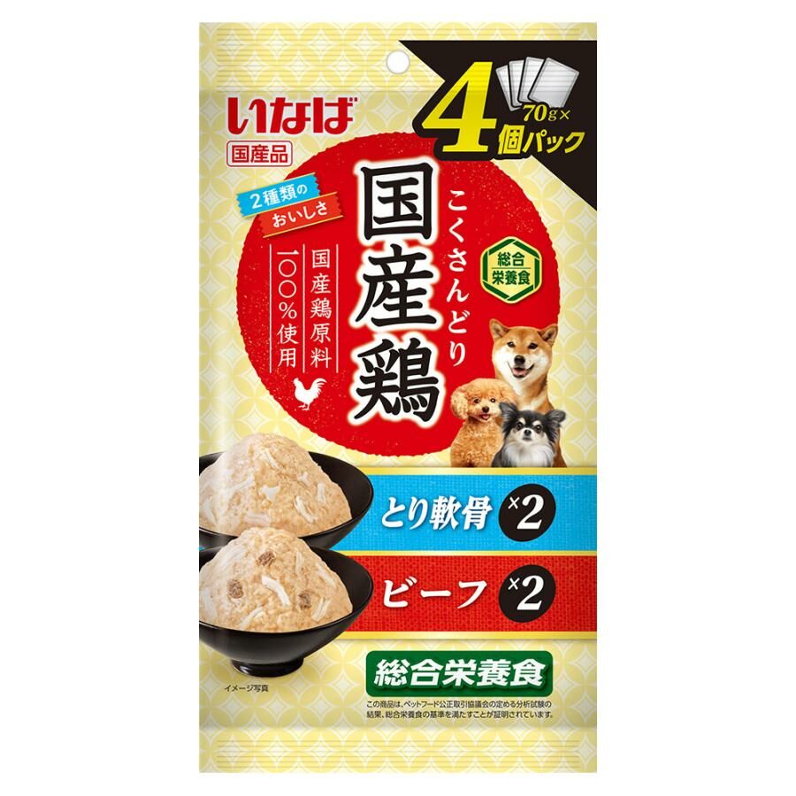 INABA 低脂肪 雞肉牛肉+雞軟骨濕糧 80gx4包