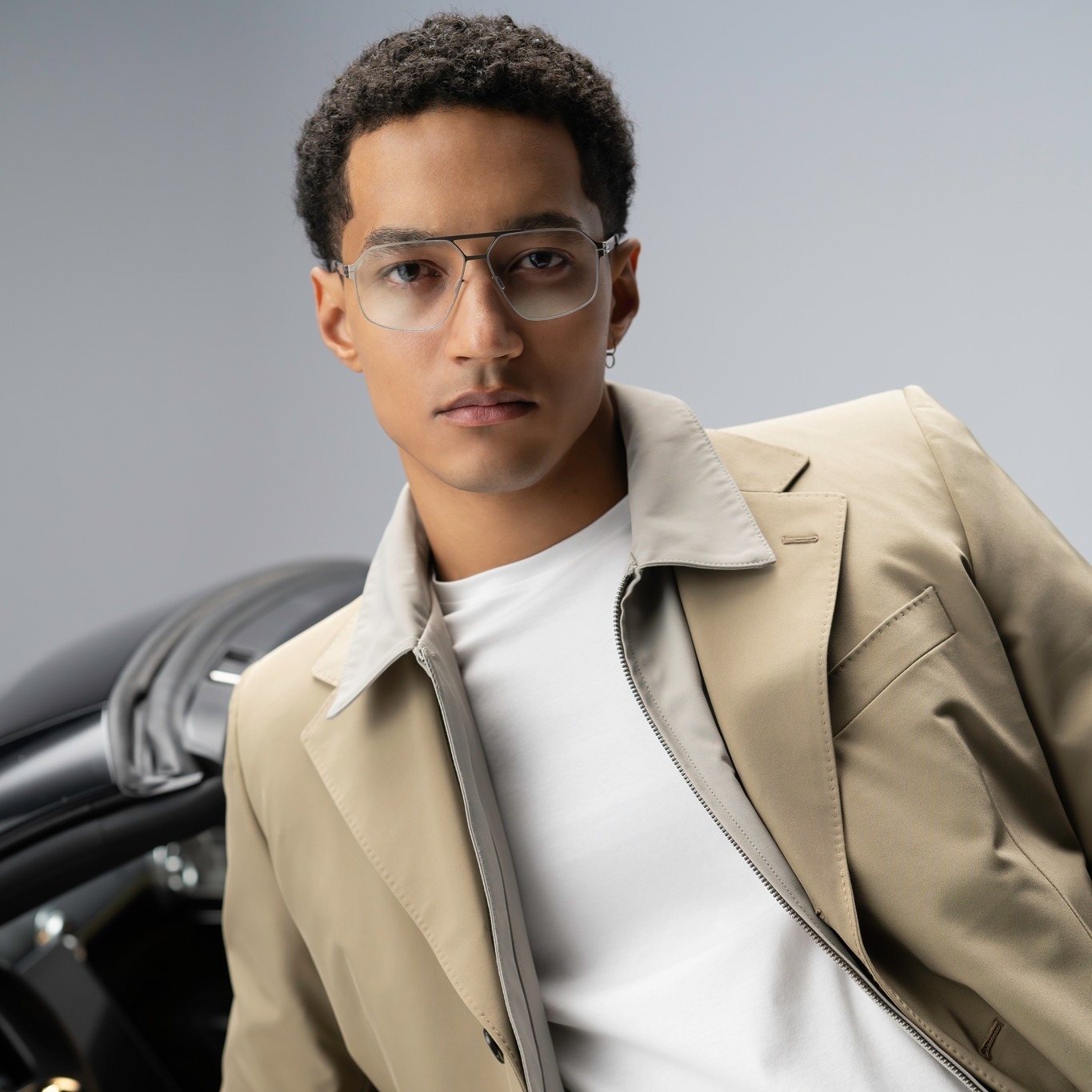 【ic! berlin】MB 18 Aubergine 雙槓多邊框光學眼鏡 #賓士聯名款