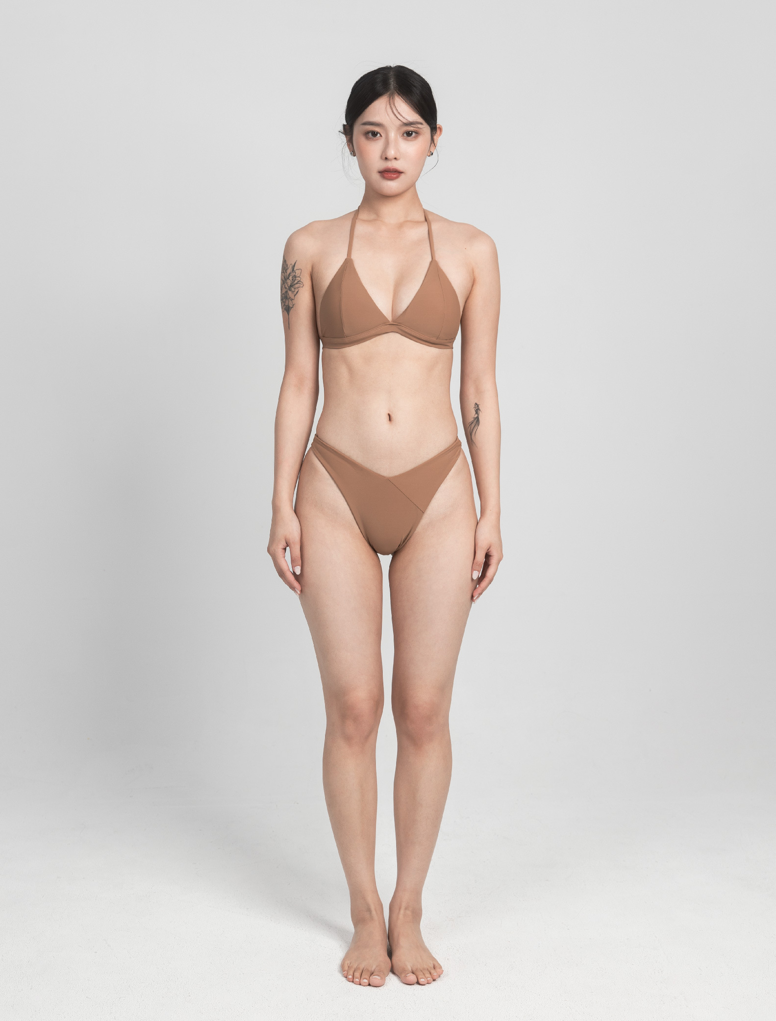 Lark 雲雀棕 / 簡約拼接 三角補曬上衣 / Top｜TIMU AQUA