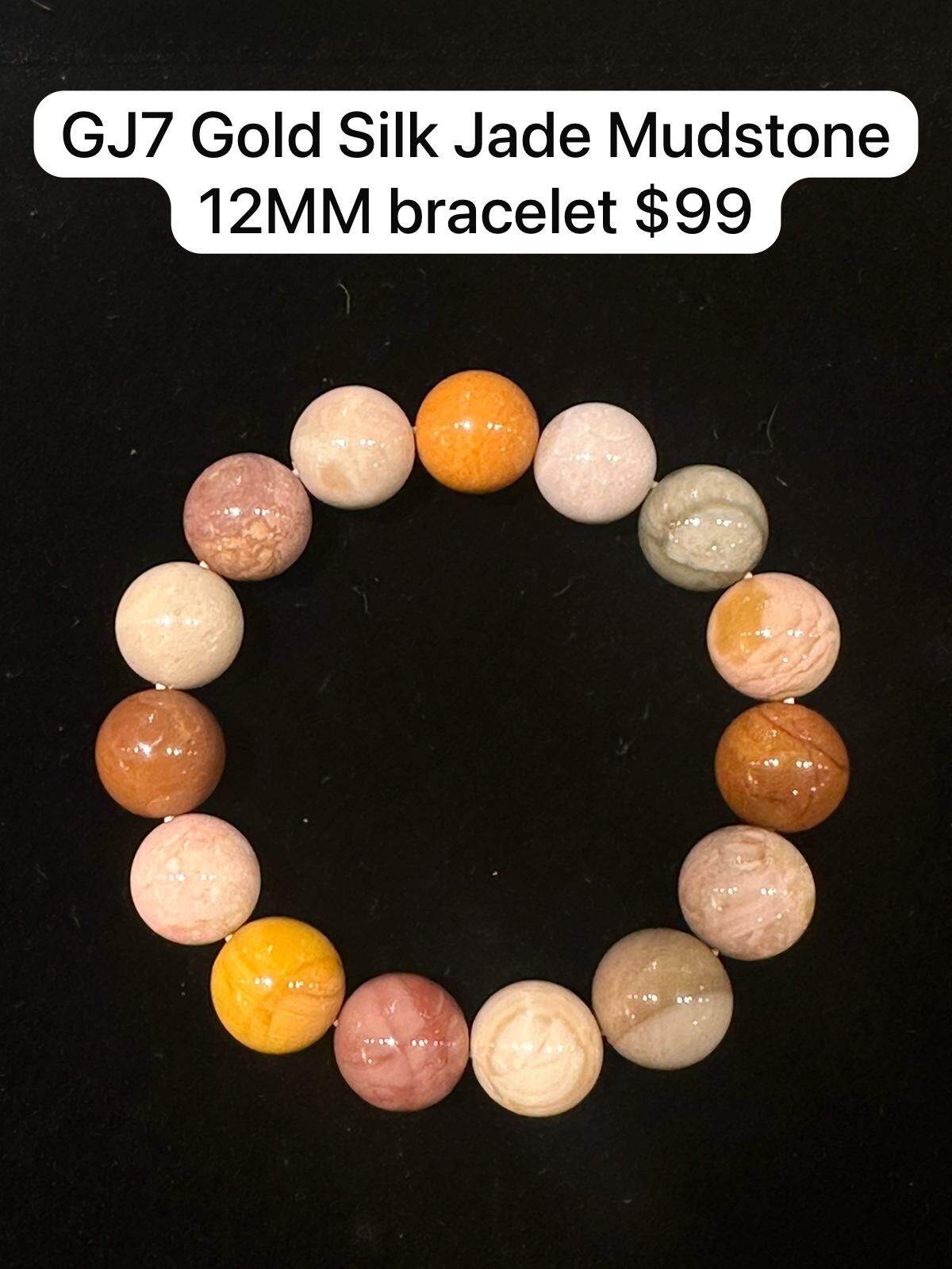 1 GJ7 GOLD SILK JADGold Silk Jade Mudstone Bracelet 12m