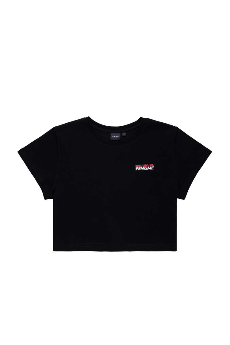 3D FENGME Logo短版上衣 - 黑