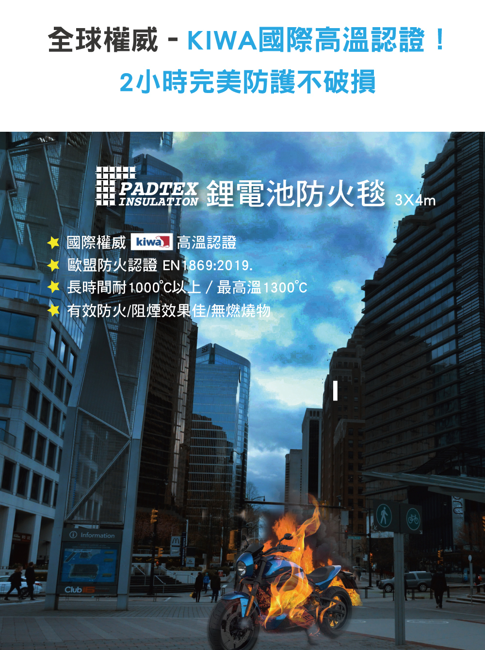 PADTEX鋰電池防火毯3X4m (電動機車滅火毯)｜正德防火