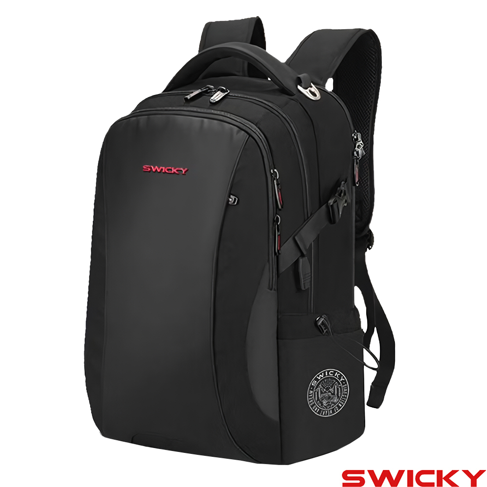 【SWICKY】時尚輕便大容量運動後背包 (經典黑)