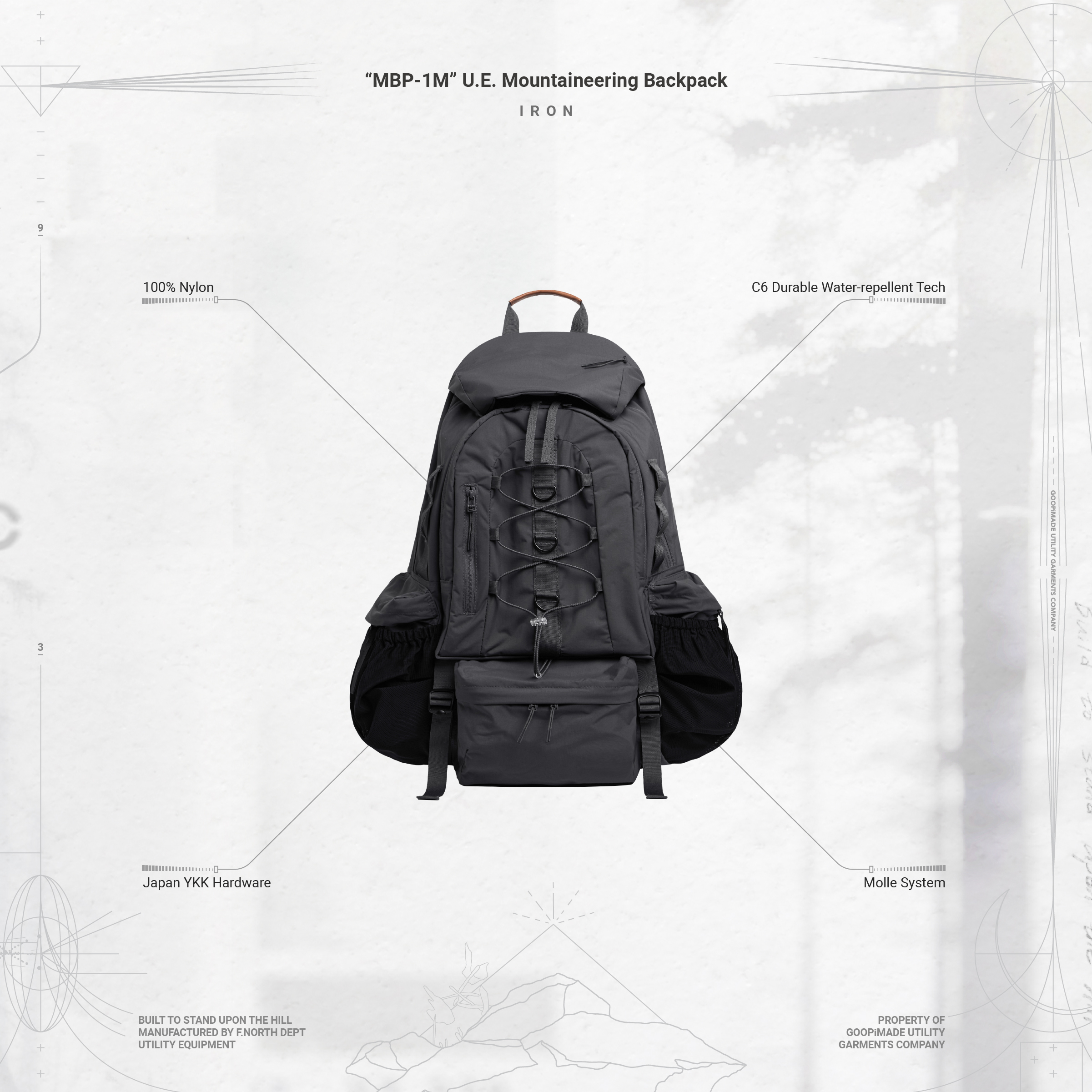 “MBP-1M” U.E. Mountaineering Backpack - Iron