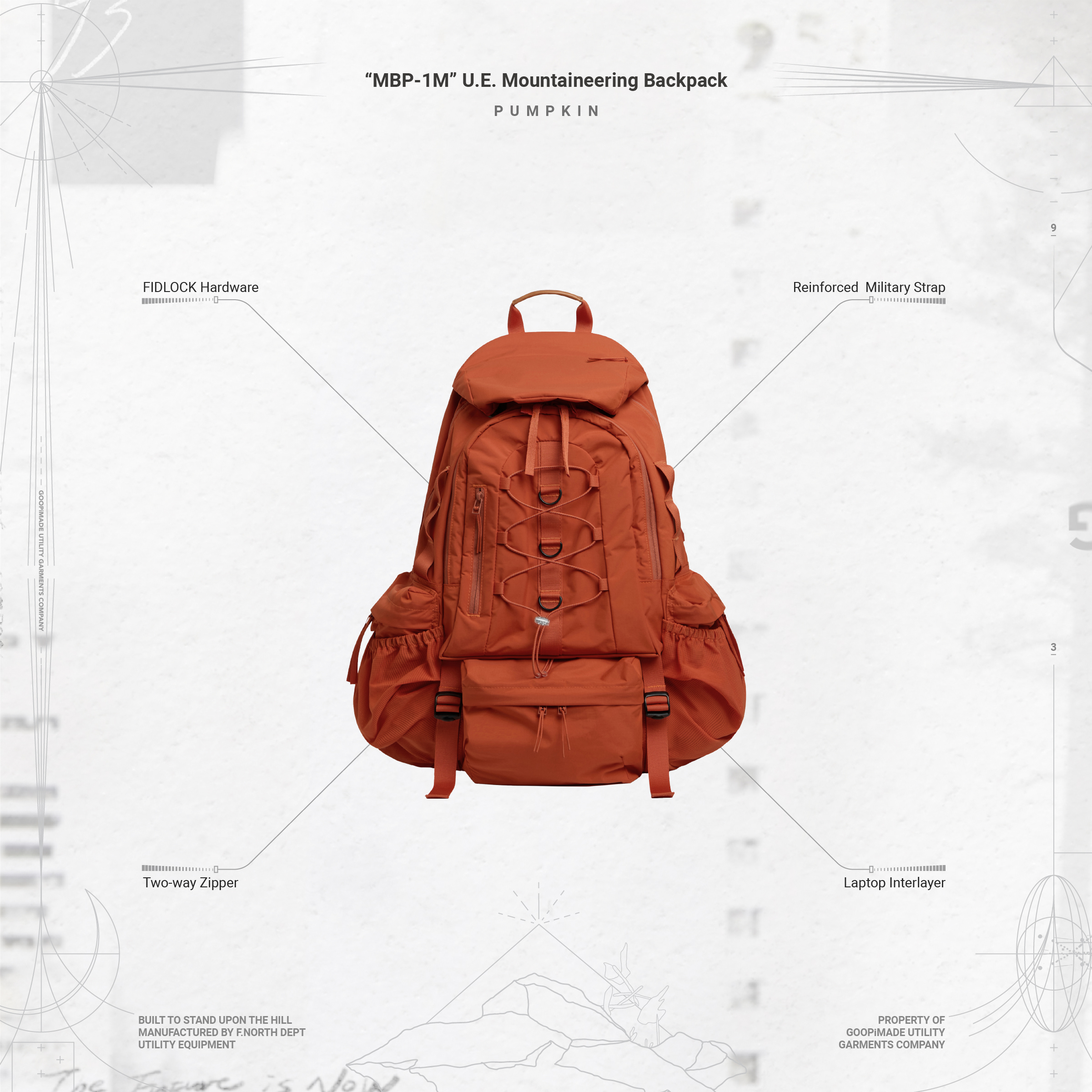 “MBP-1M” U.E. Mountaineering Backpack - Pumpkin