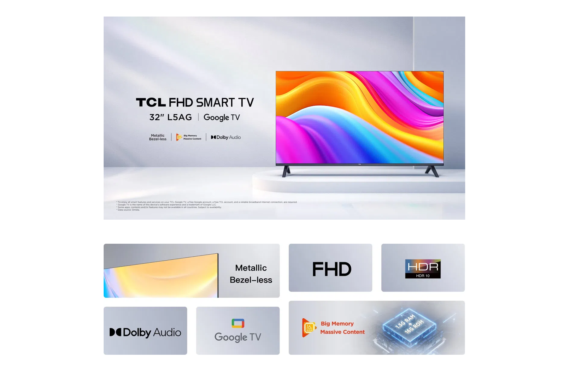 TCL 32L5AG TCL 32" FHD TV TCL 32" L5AG SERIES TCL 32吋