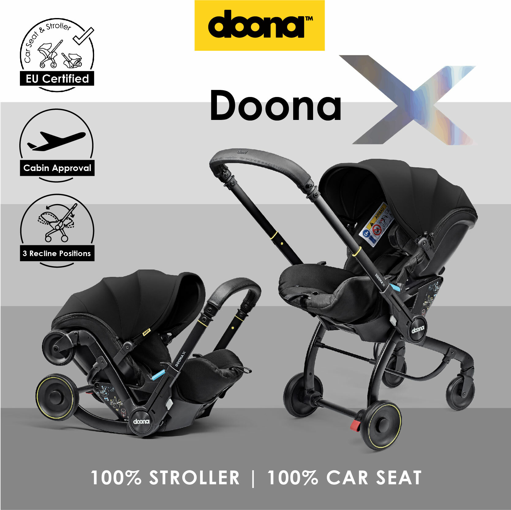 Doona X - 汽車安全座椅 & 嬰兒車(黑色)| Jakewell