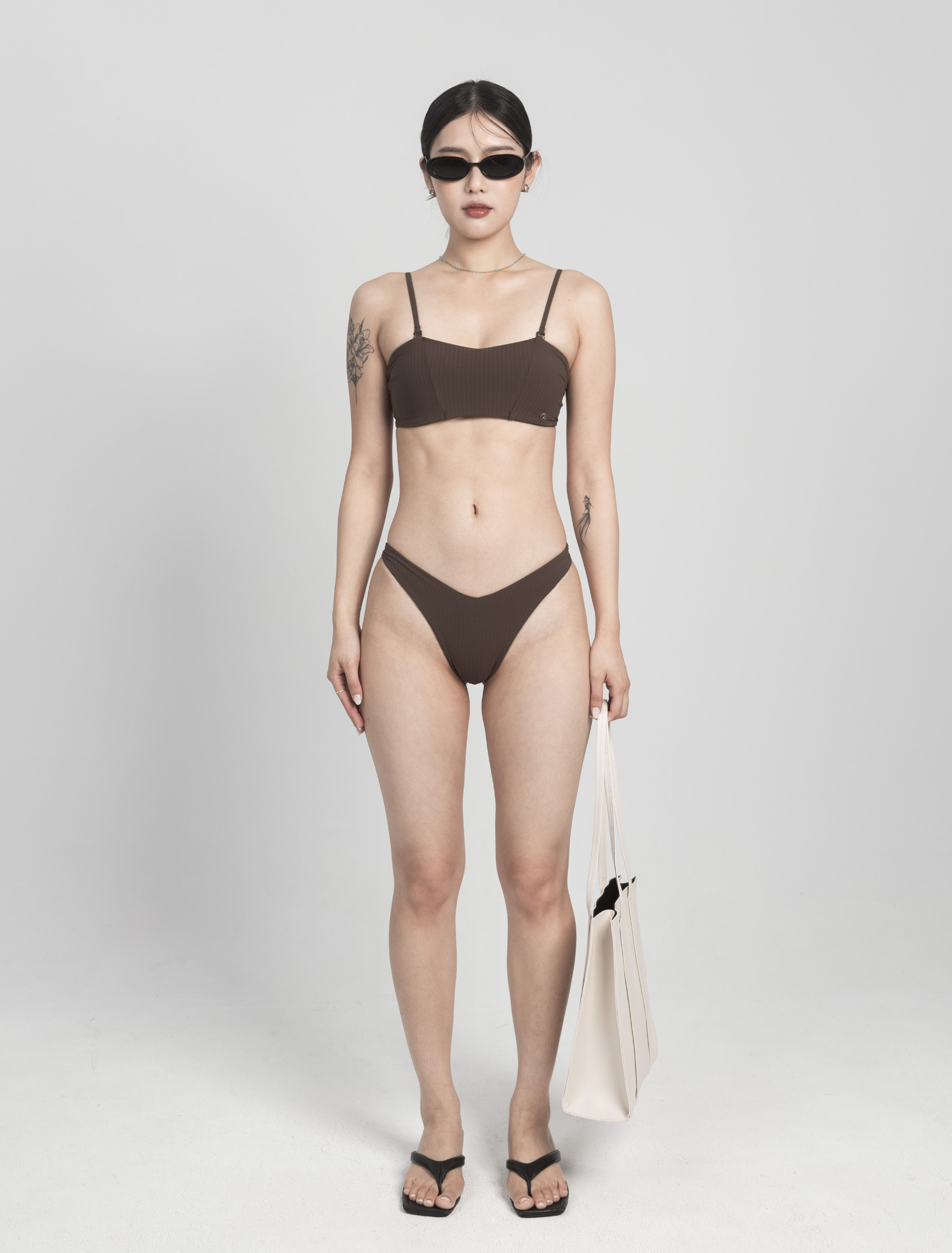 Coffee Brown 咖啡棕 / 泡泡紗 調節平口上衣 / Top｜TIMU AQUA