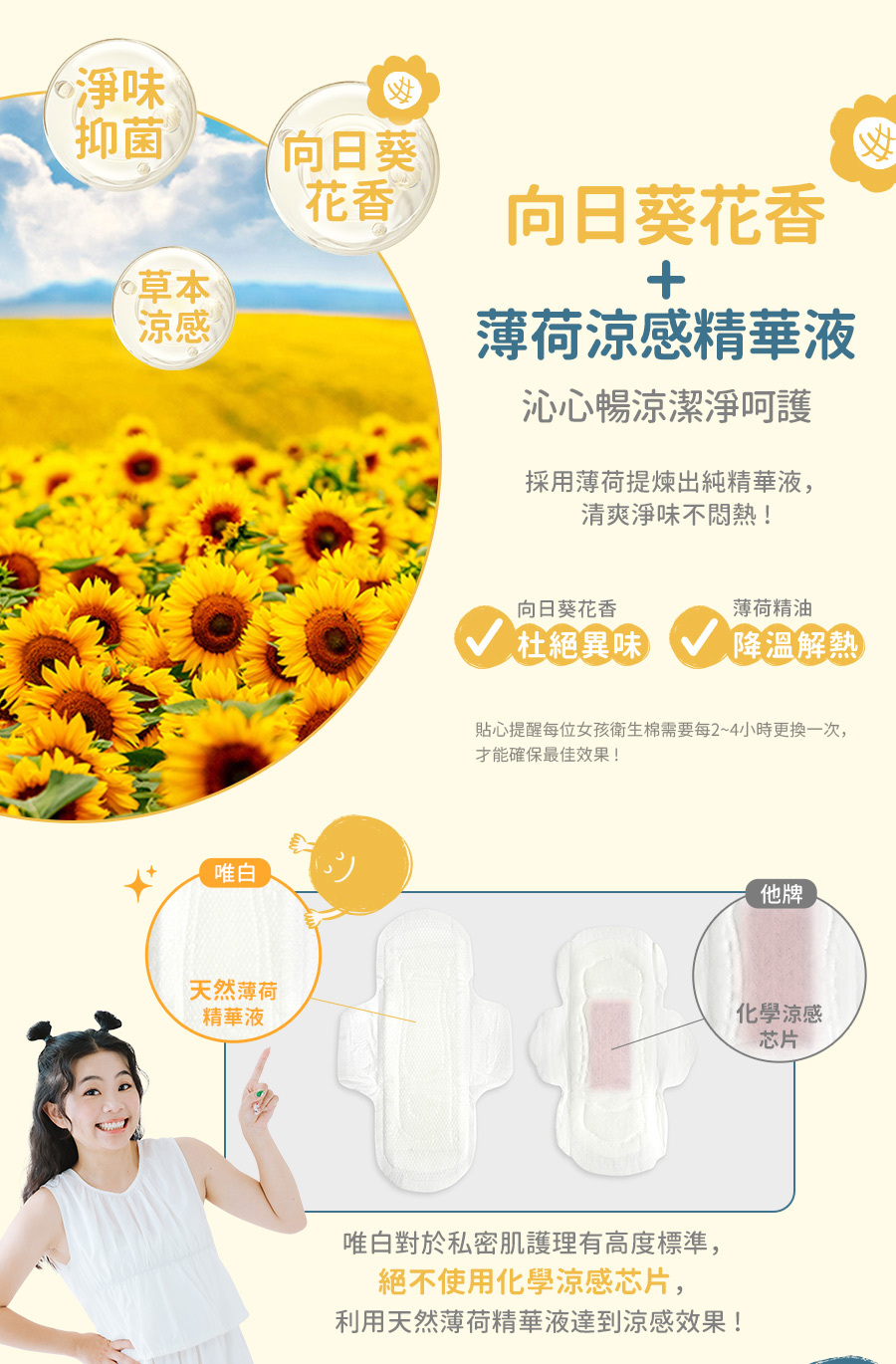 hahababy x 唯白 限定聯名｜臺灣製造保養型涼感衛生棉｜ 16包組