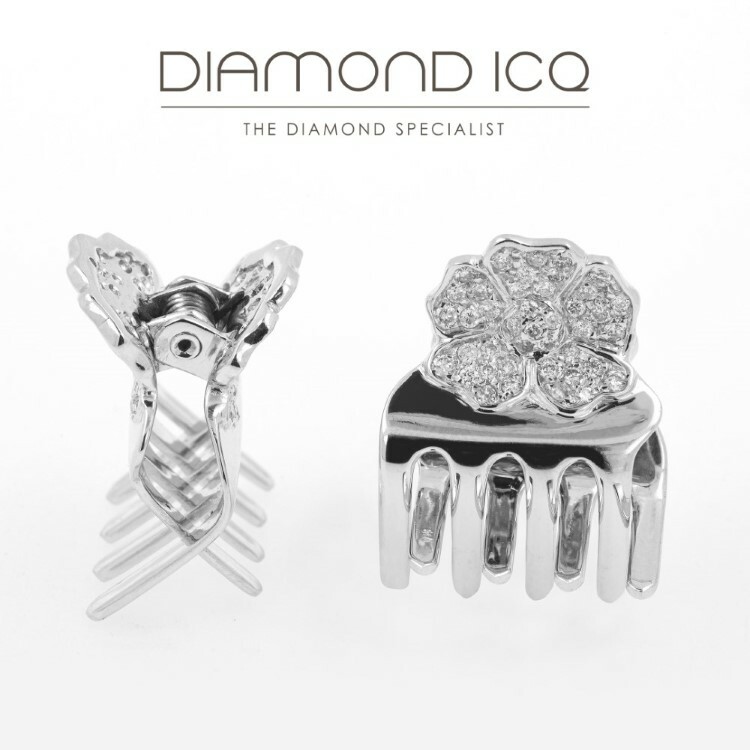 Round Shape With 18K White Gold Diamond Hair Pin