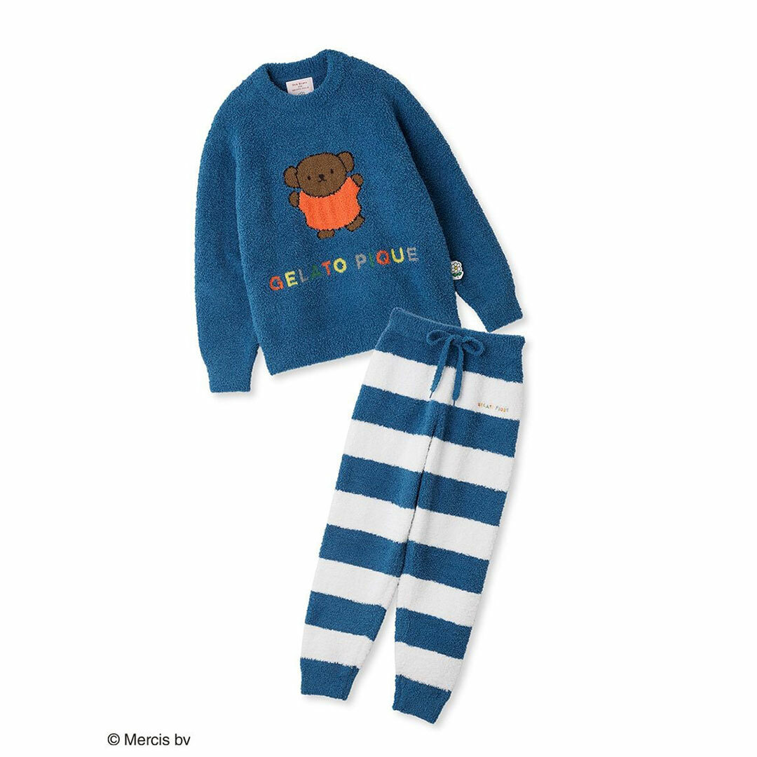 【gelato pique】【MIFFY】【JUNIOR】Baby moco 提花套頭衫和長褲套裝 PJNT2