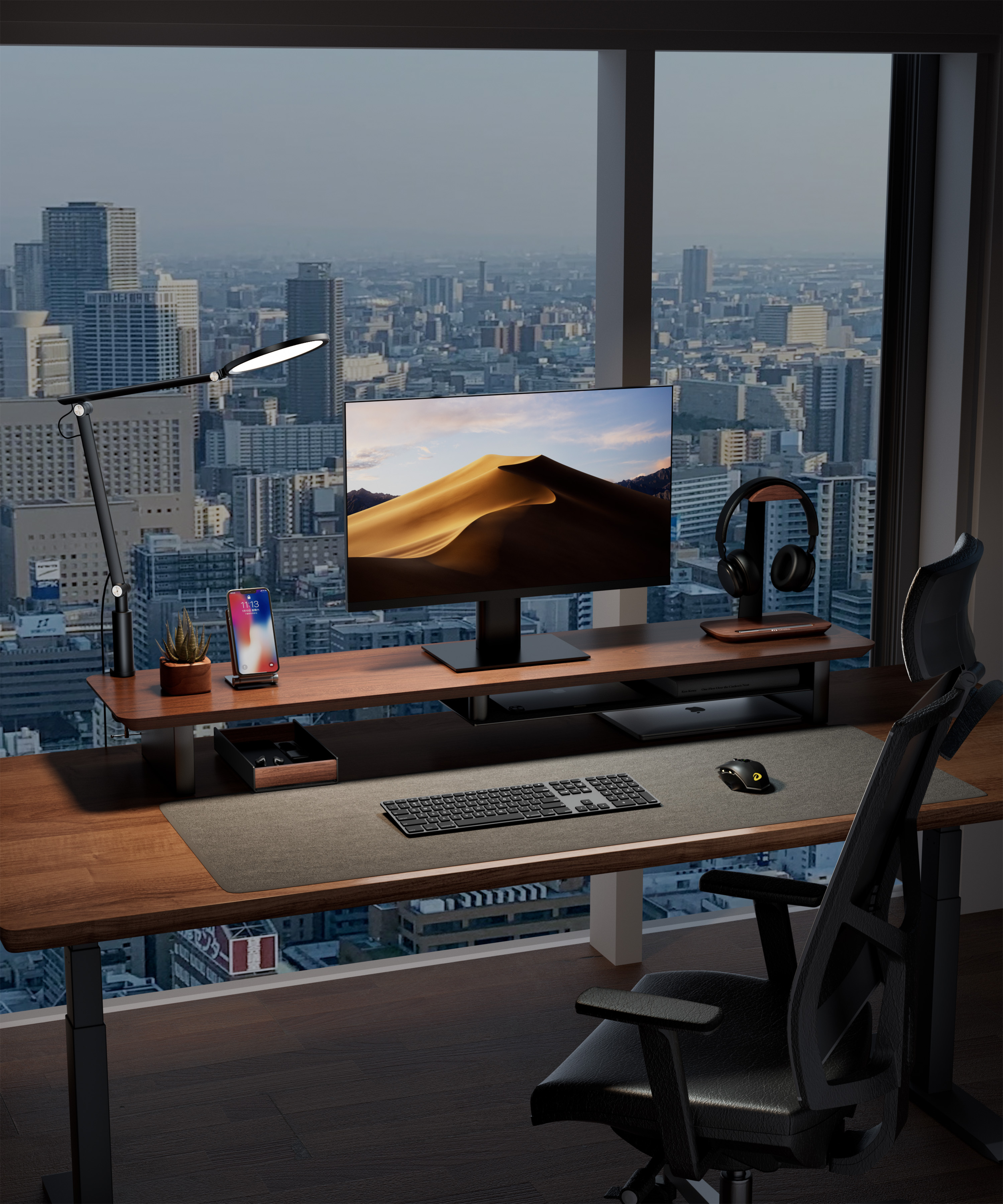 瑞米 Raymii NDA-7 時尚胡桃木鋁合金耳機支架 耳機架