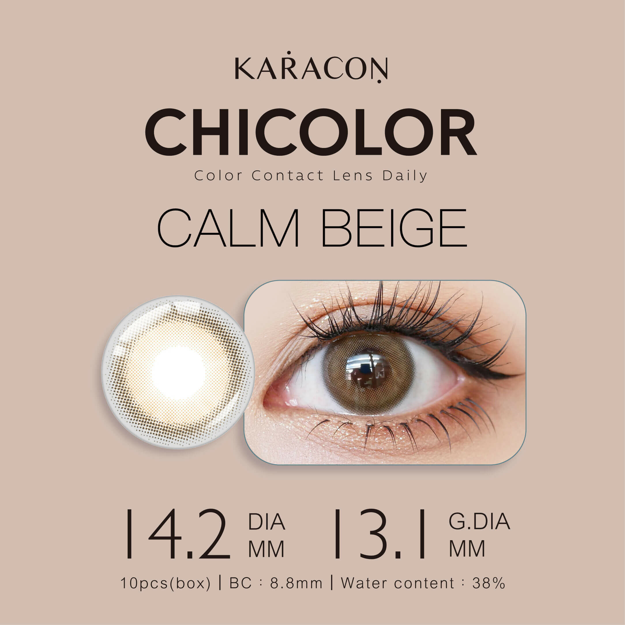 KARACON CHICOLOR 38% 1Day #02 Calm Beige 10pieces/box