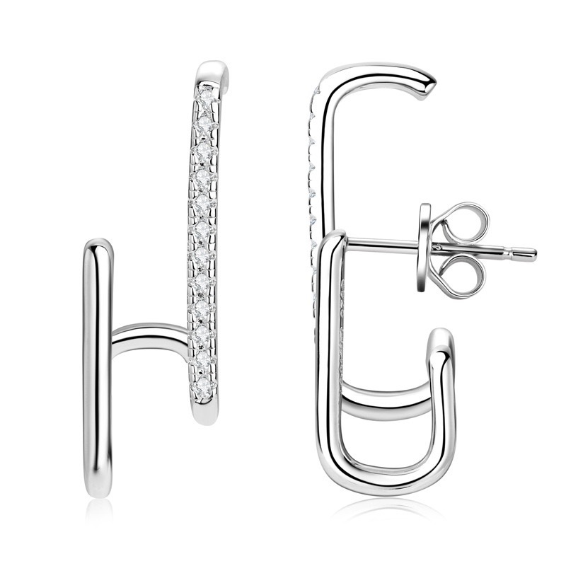 Esterella浪漫經典莫桑石U型純銀耳環