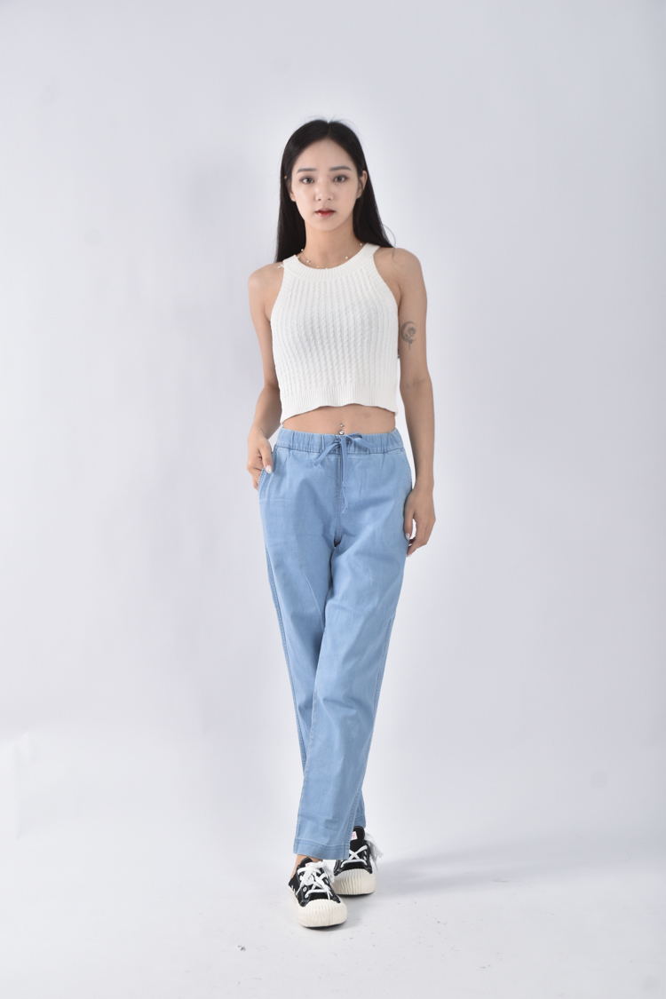 二拾衫-(S) lativ西裝棉質抽繩藍色長褲二手衣｜30日無條件退貨