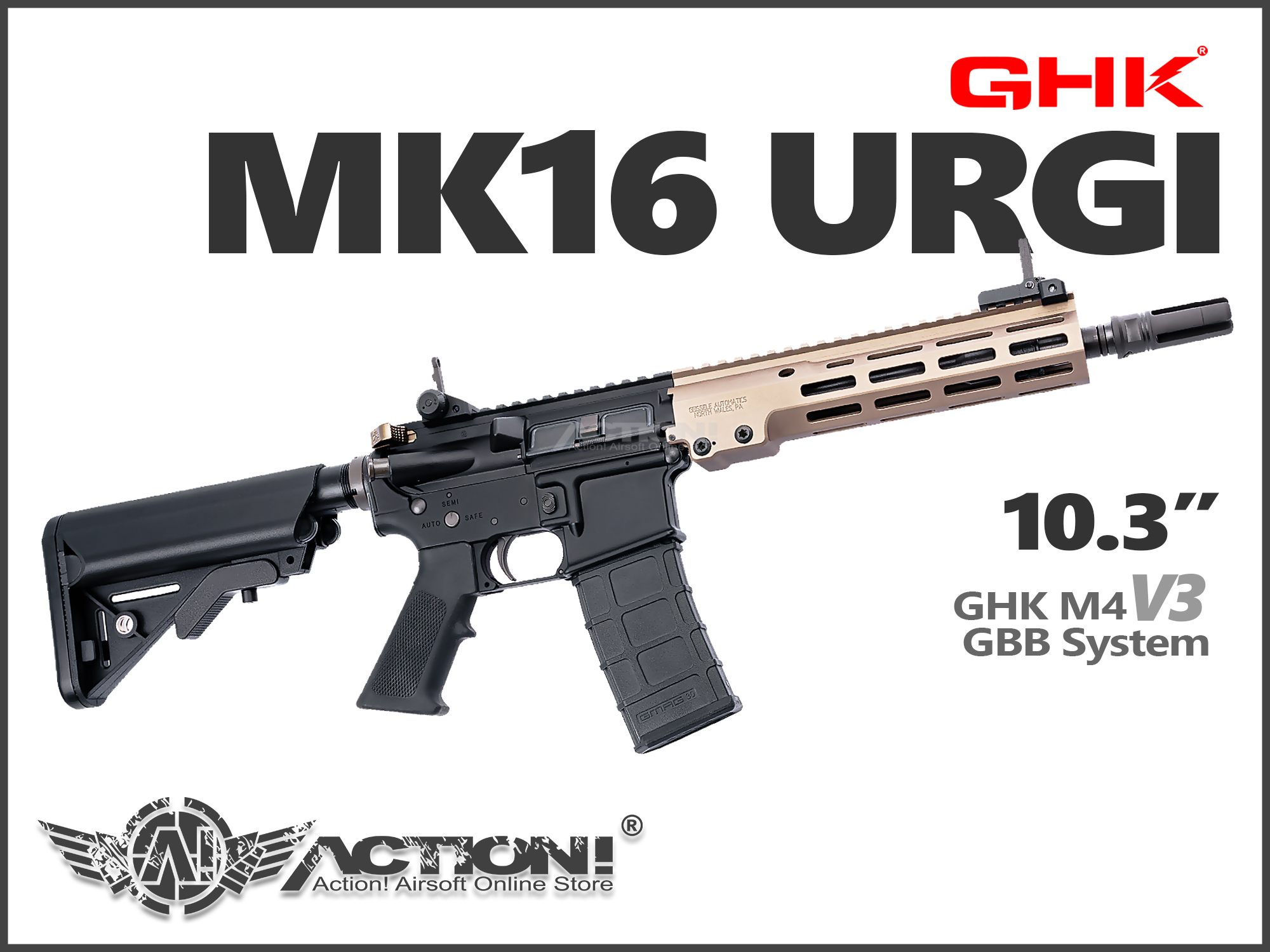 GHK - MK16 URG-I V3 GBB氣動槍 (GHK M4 V3 GBB系統) 10.3" /Col