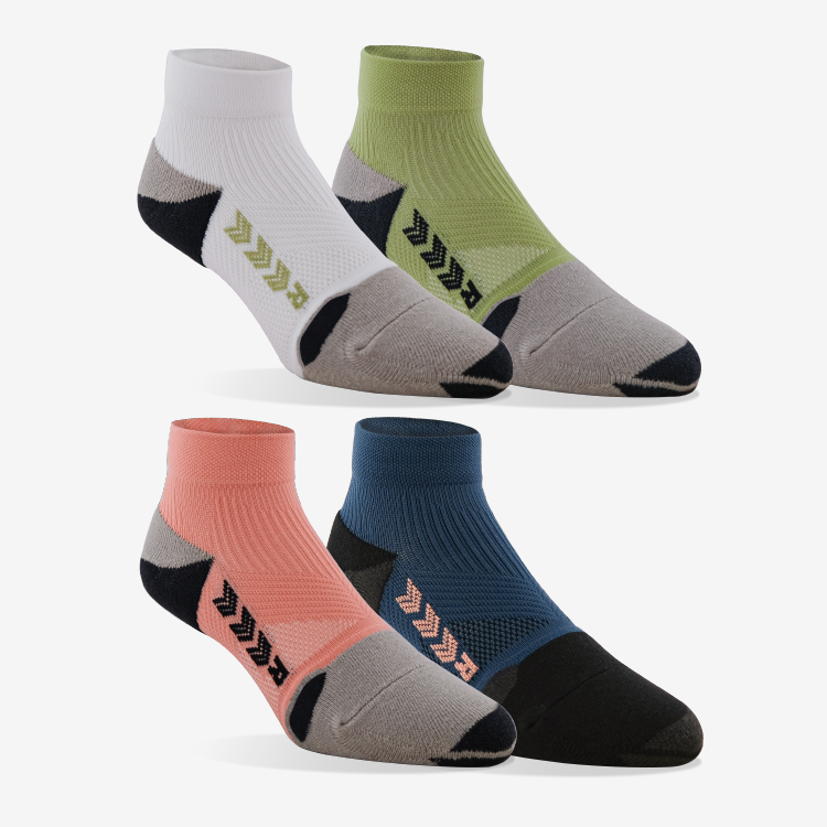 Women's BAREFOOT Running Ankle Socks: 4-Pack|CHEGO
