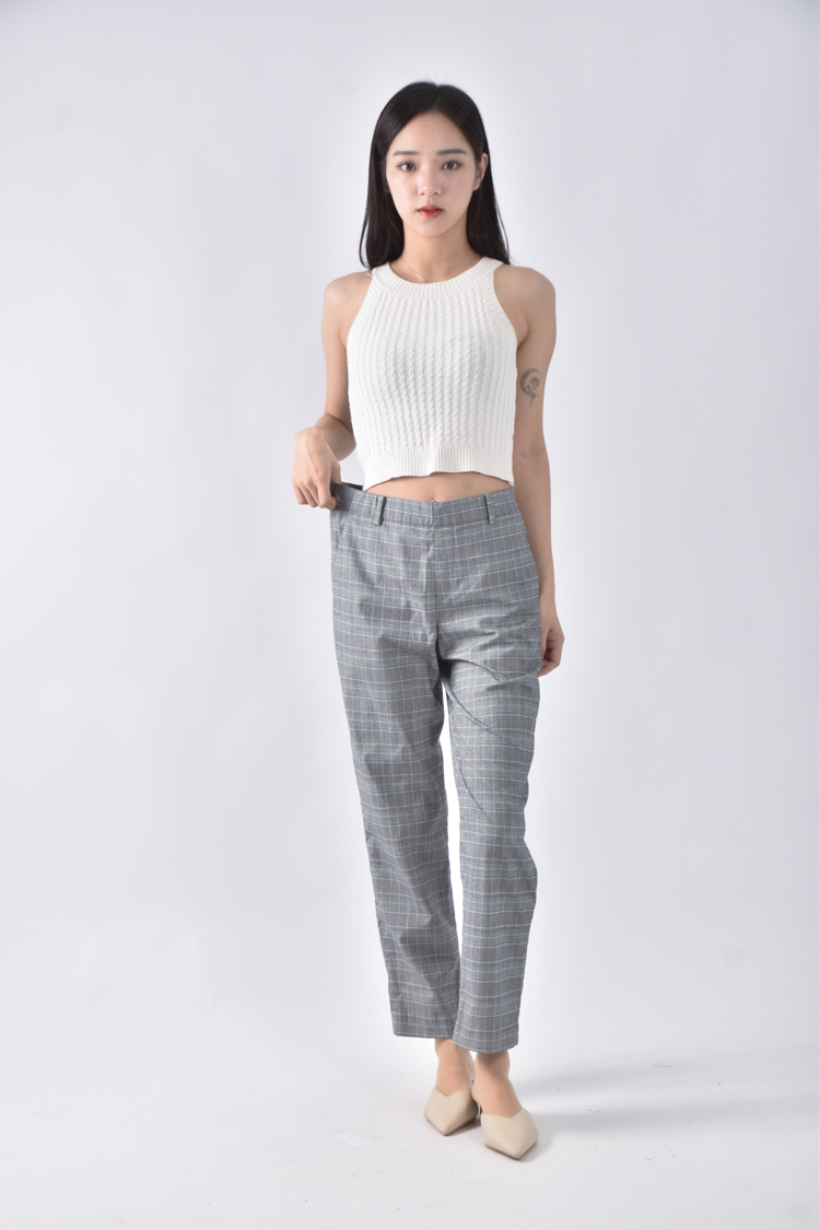 二拾衫-(S) lativ高腰西裝鬆緊腰圍灰色長褲二手衣｜30日無條件退貨