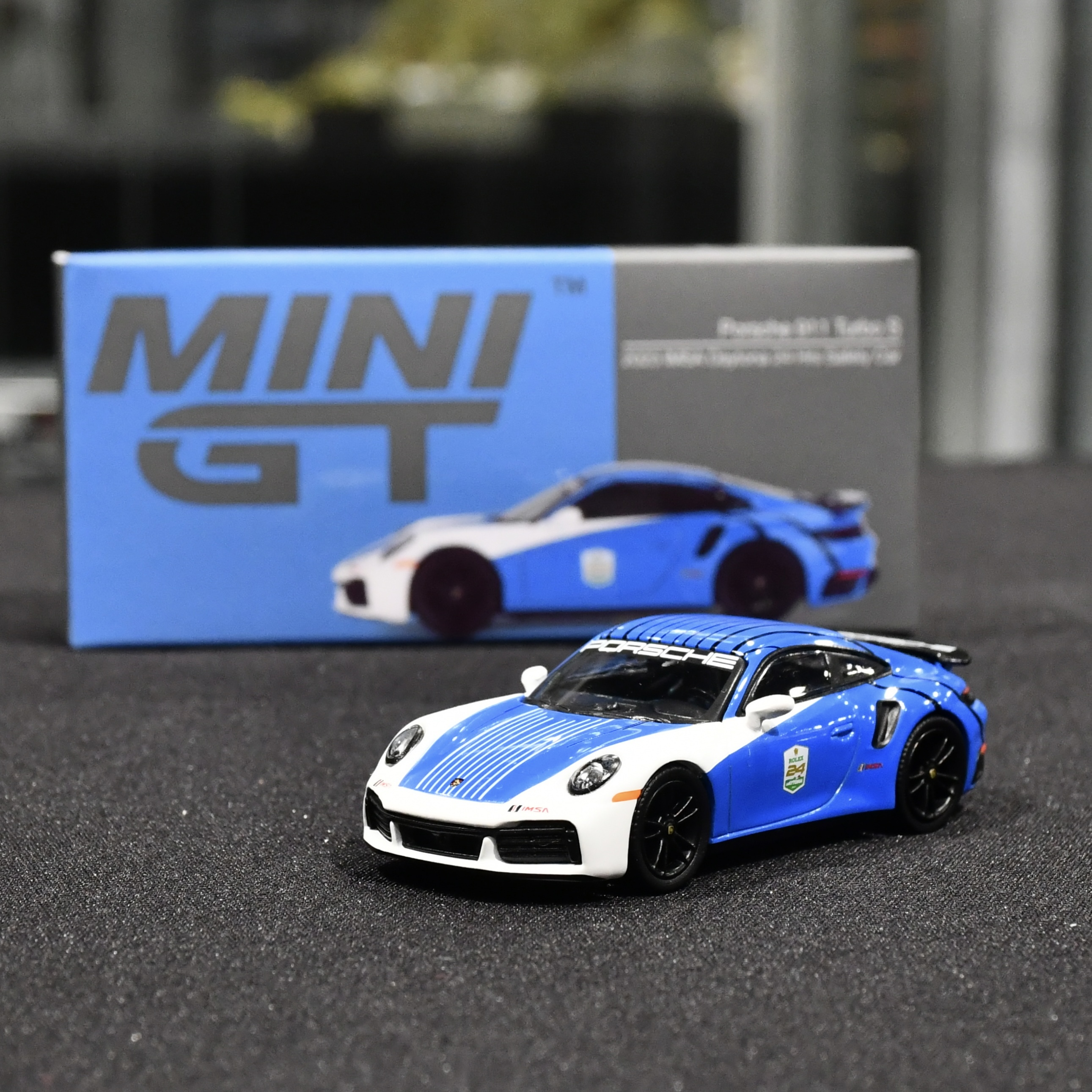 MINI GT 735 911 (992) Turbo S Safety Car 2023 IMSA Daytona 24 Hrs